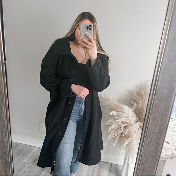 Eileen Fisher | Jackets & Coats | Eileen Fisher Black Button Coat ...